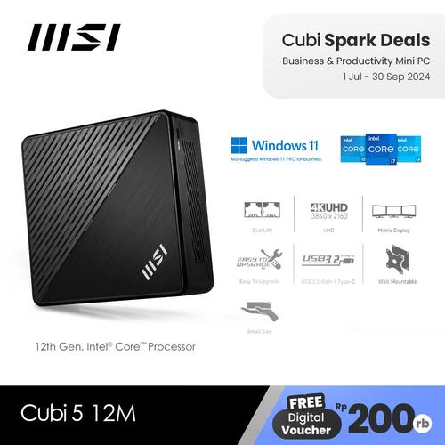 Promo MSI CUBI 5 12M MINI PC INTEL CORE I5 1235U WIFI 6E BT WINDOWS 11 ...