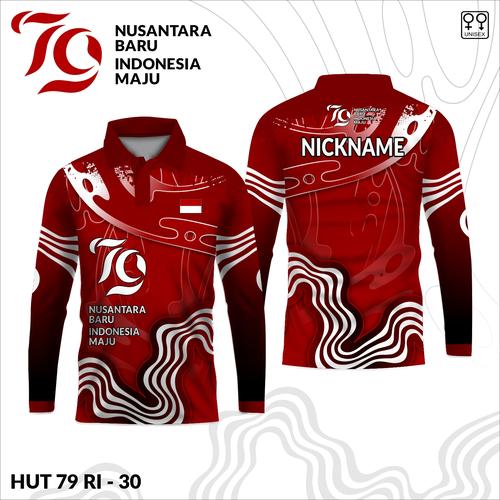 Jual Kaos polo jersey 17 an baju kemerdekaan indonesia ke 79 tahun 2024 HUT 79 lengan panjang ...