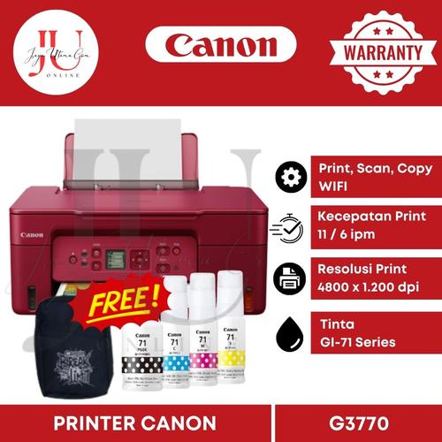 Promo Printer Canon PIXMA G3770 RED ALL IN ONE WIFI - Original Ink ...