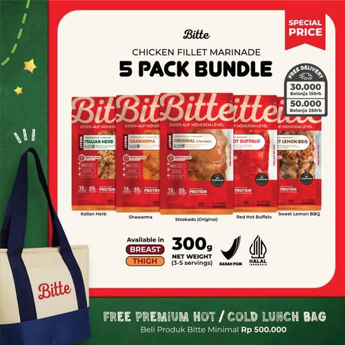 Promo 5 PACK BUNDLE Chicken Fillet Marinade / Ayam Marinasi 300g - Bitte - Breast / Dada ...