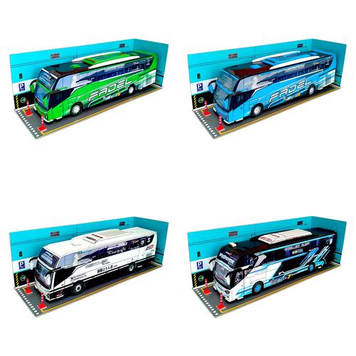 Jual Bus basuri telolet papercraft bus full lampu dan parking lot ...