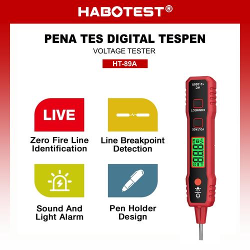 Jual HABOTEST Tespen Listrik Digital Voltage Tester AC 12-300V Tespen ...