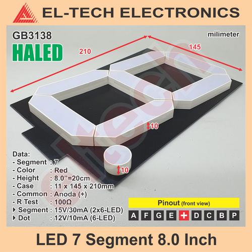 Jual LED Display 7 Seven Segment Anoda Red Merah 1 Digit 8" inch ...