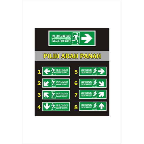 Jual Safety Sign K3 Jalur Arah Evakuasi Eavcuation Route 30 X 10 Cm ...