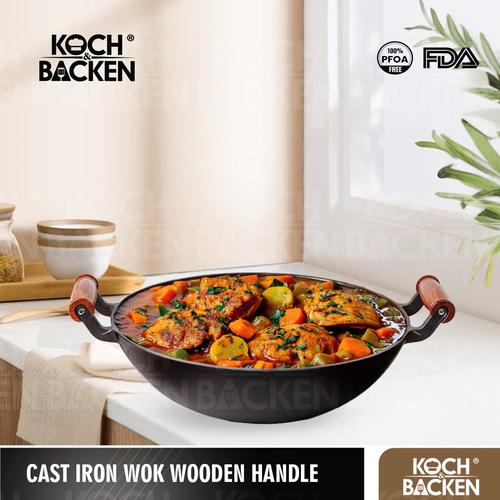 Promo KOCH&BACKEN Cast Iron Wok Flat Bottom - Wajan Kuali Besi Cor ...