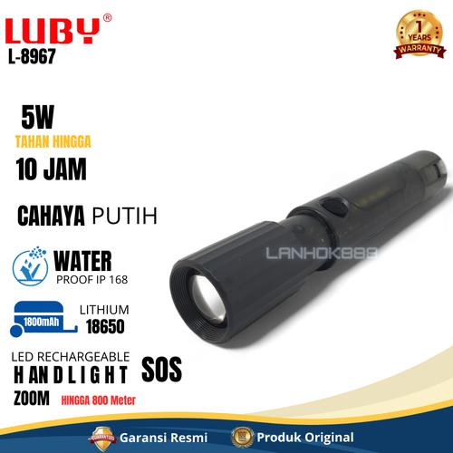 Jual Luby Senter Tangan Led Rechargeable Torch USB Pluit Luby L8967 / Senter Tangan Super Terang ...