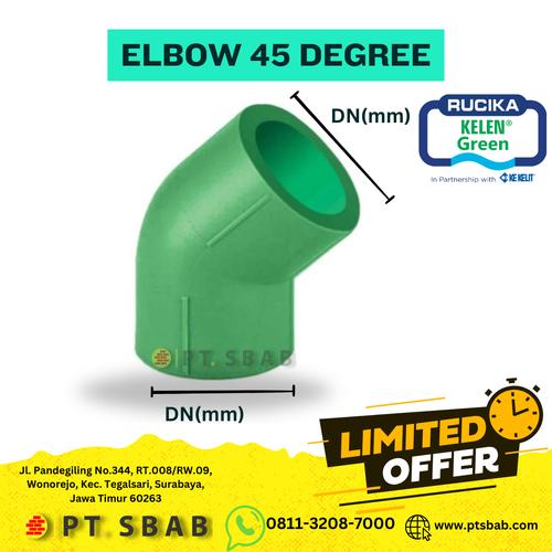 Jual Elbow Knee 45 Derajat PPR Rucika Kelen Green - 90mm - Kota ...