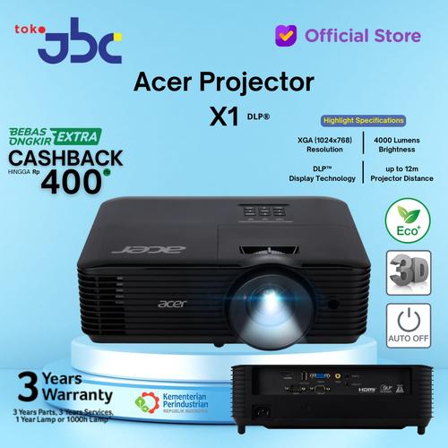 Promo Acer projector X1 DLP XGA 4000 Lumens TKDN garansi resmi ...