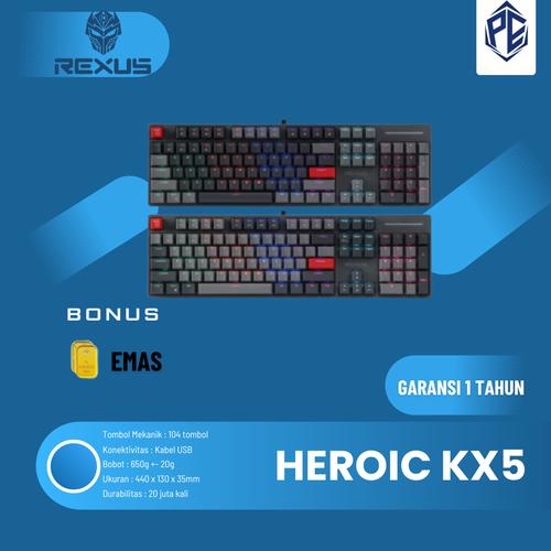Jual Rexus Heroic KX5 / KX-5 RGB Mechanical Gaming Keyboard Fullsize ...