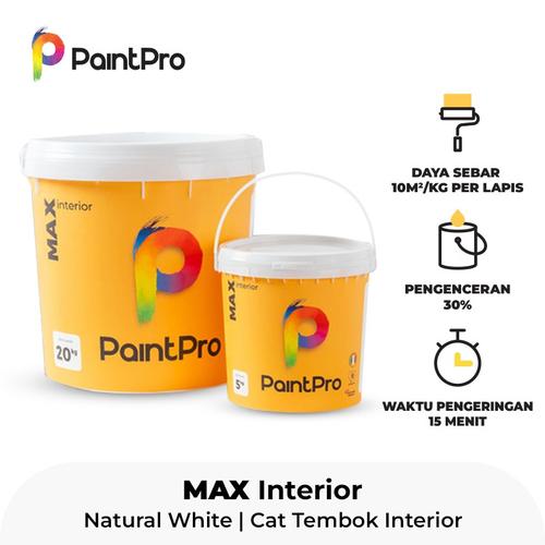 Jual PaintPro MAX Cat Tembok Interior Warna Putih Natural White - 5 KG ...