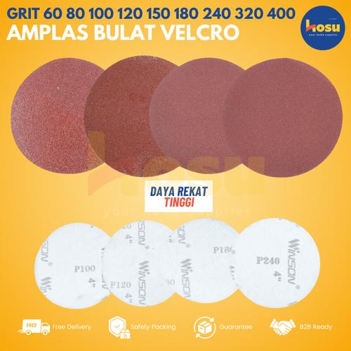 Promo Amplas Bulat Tempel Velcro 4" Inch FULL Grit 60 80 100 120 150 ...