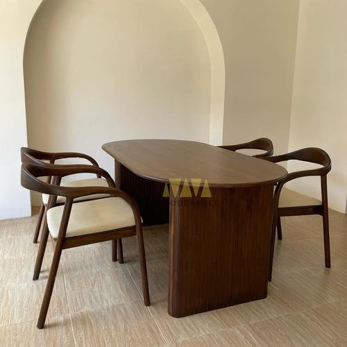 Jual Meja makan oval kayu jati 4 kursi minimalis modern - Kab. Jepara ...