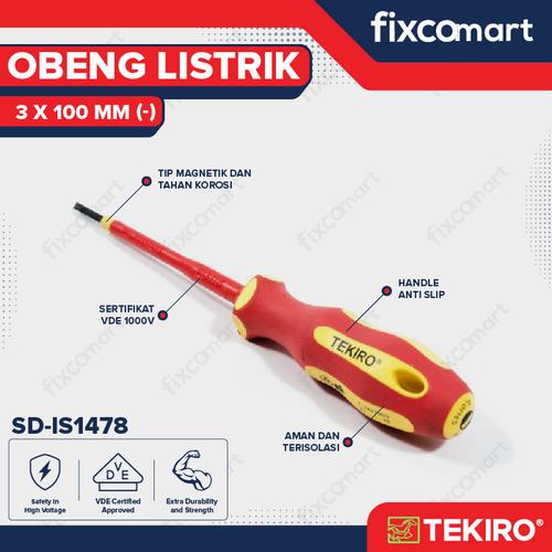 Jual Tekiro Obeng Listrik (-) 3 X 100 mm / Tekiro Obeng Min / Obeng ...
