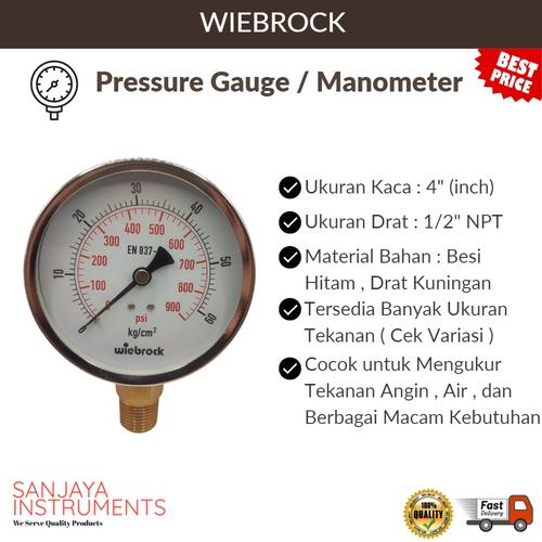 Jual Pressure Gauge Wiebrock 4" inch 6 - 60kg Drat 1/2 Raket Besi Hitam ...
