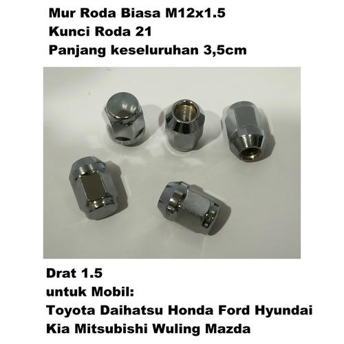 Jual Mur Racing Roda Mobil M12 x 1.5 Chrome Drat 1.5 Kunci Roda 21 ...