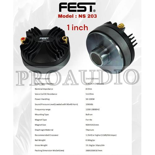 Jual Driver Tweeter FEST NS203 / NS 203 ORIGINAL Model Drat Grade A ...