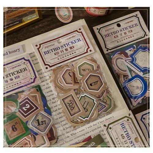 Promo 100 Lembar / Pack Washi Sticker Scrapbook VINTAGE LABEL RETRO ...