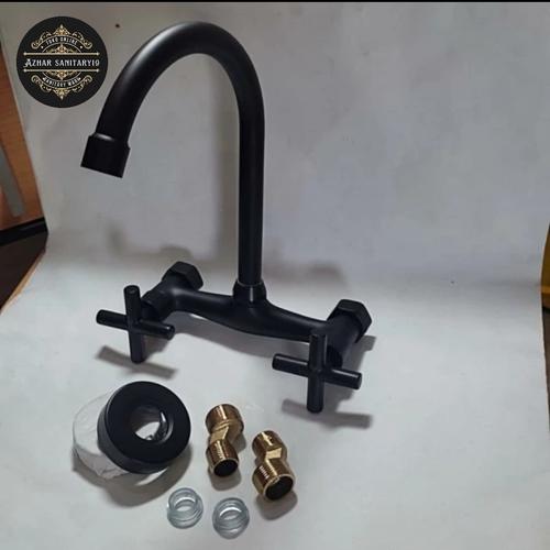Jual kran dinding mixer panas dingin HITAM / kran angsa dinding panas ...