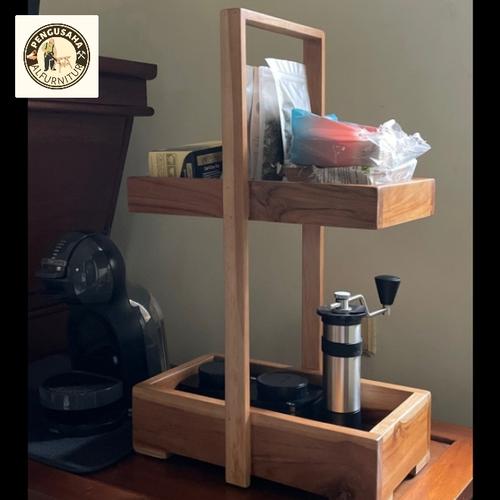Jual Taunus-2 Tier Rack kayu jati Rak kayu Rustic Box Organizer warna ...