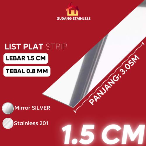Jual List Plat Strip Mirror Stainless SS 201 15MM - Jakarta Utara ...