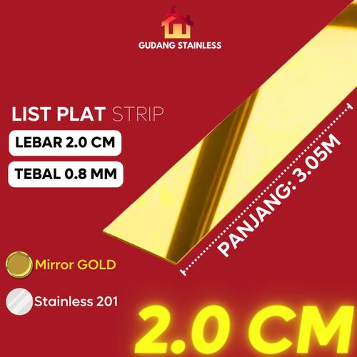 Jual List Plat Strip Mirror Gold Stainless 20MM - Jakarta Utara ...
