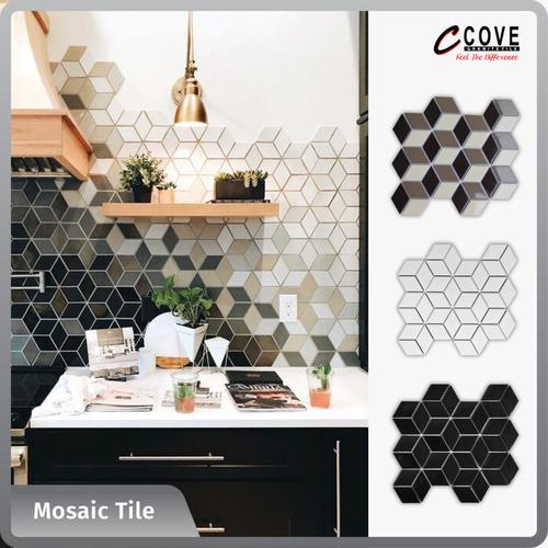 Jual Cube Hexagon Black White Brown Mosaic Tile / Mosaik Hexagon ...