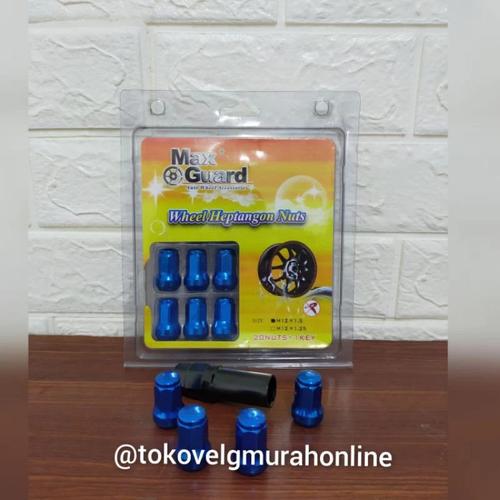 Jual BAUT RODA 1,5 MUR VELG MAX GUARD WARNA BIRU UKURAN M12 X 1.5 ANTI ...