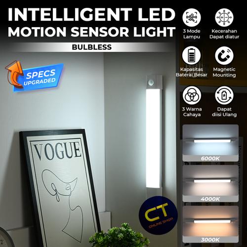 Promo LED Light Bar Lampu PIR Sensor Gerak Otomatis Lemari Cabinet ...