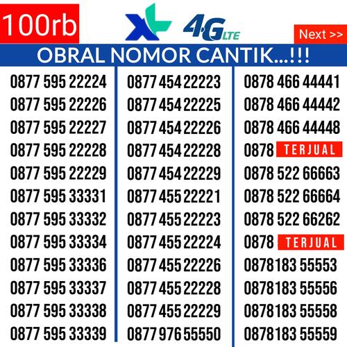 Promo Perdana Nomor Cantik XL 4G LANGKA Murah ABAB AABB 0818 no - 100rb-E - Jakarta Barat - ais ...
