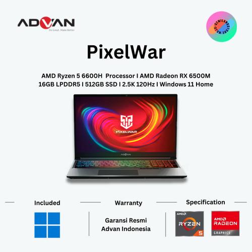 Jual Laptop Advan PixelWar Gaming Ryzen 5 6600H 16/512 Radeon 660m Ram ...
