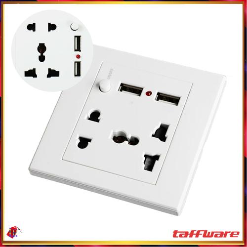 Jual Stop Kontak Dinding Colokan Listrik 2 3 Port USB Universal Soket ...
