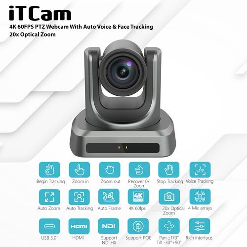 Jual iTCam video conference webcam 4K 20x optical zoom with voice ...
