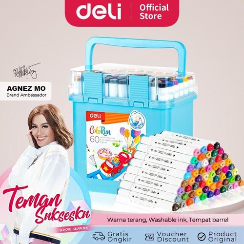 Jual Obral Deli Spidol Warna Dual Tip / Spidol Sketsa / Water Based ...