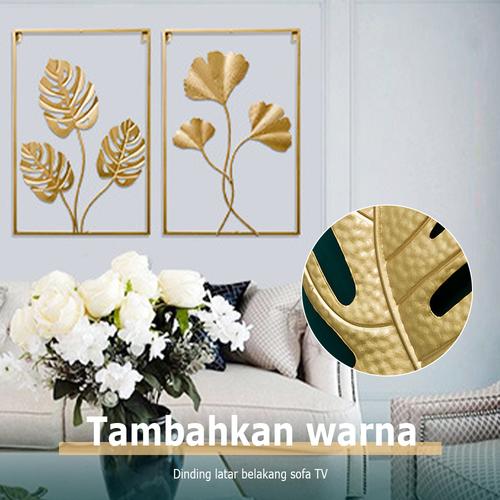 Jual Nordic Wall Decor 3D / Hiasan Dinding Daun Besi Emas / Wall Decor ...