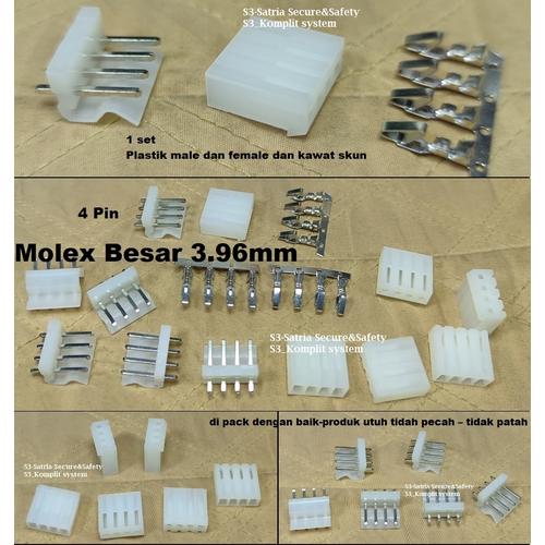 Jual 4 pin 1set socket 3,96mm Besar Molex 4P CH 3.96mm Header terminal ...