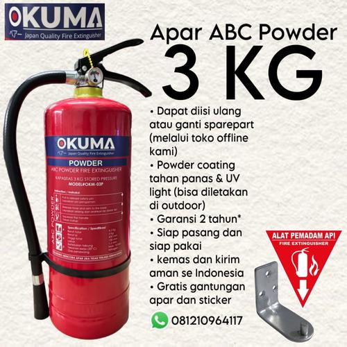 Jual APAR 3 KG OKUMA ABC Powder Set Komplit PEMADAM KEBAKARAN TABUNG PEMADAM API RINGAN ...