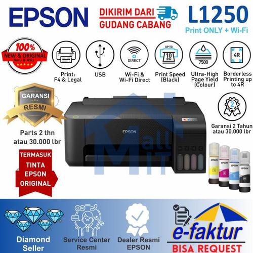 Jual Printer Epson L1250 L-1250 L 1250 PRINT ONLY WIFI F4 LEGAL RESMI - Putih - Jakarta Pusat ...