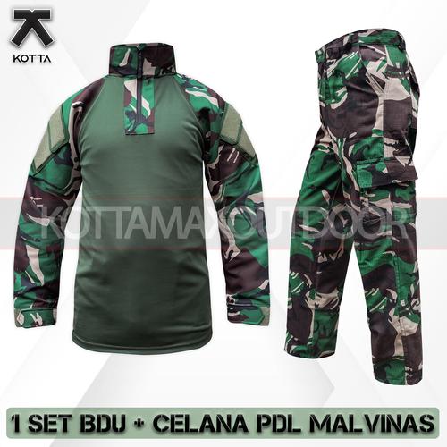 Jual Satu Set Setelan Baju Kaos BDU Tactical Combat Celana PDL Panjang Cargo Loreng TNI Malvinas ...