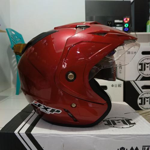 Promo Helm Half Face JP 7 Polos Merah Maroon Glossy SNI Gratis ...