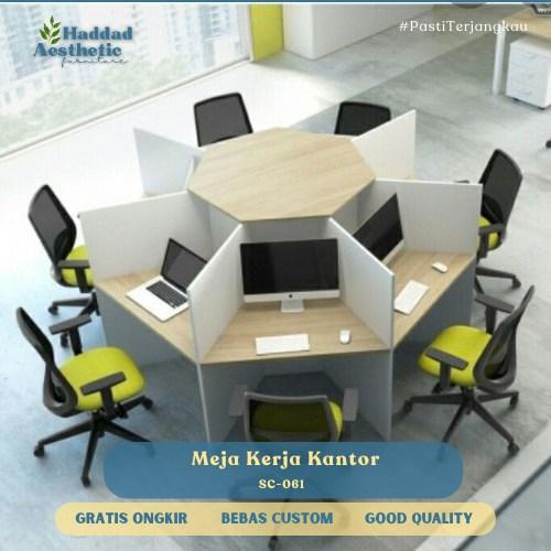 Jual Set 7 Unit Meja Kerja Kantor Heptagon Design Modern Meja Kerja ...