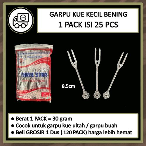 Jual Garpu Kue Plastik Bening Kecil Garpu Buah Kue Ulang Tahun isi 25 ...