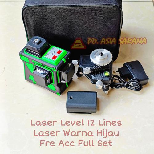 Jual Cross Laser Level 12 Lines Hijau Self Siku Meteran Waterpass 3D-12 ...