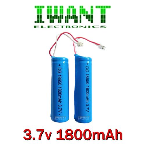 Jual BATERAI 18650 1800mAh 3.7V KABEL SOKET 2.0 MM BATTERY LI-ION 3.7 ...