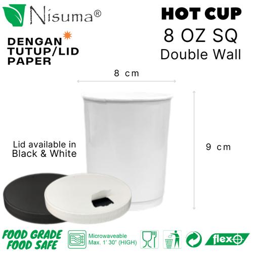 Jual HOT CUP DOUBLE WALL 8 OZ SQ PLAIN + LID PAPER - 50 PCS - Hitam - Kota Tangerang Selatan ...