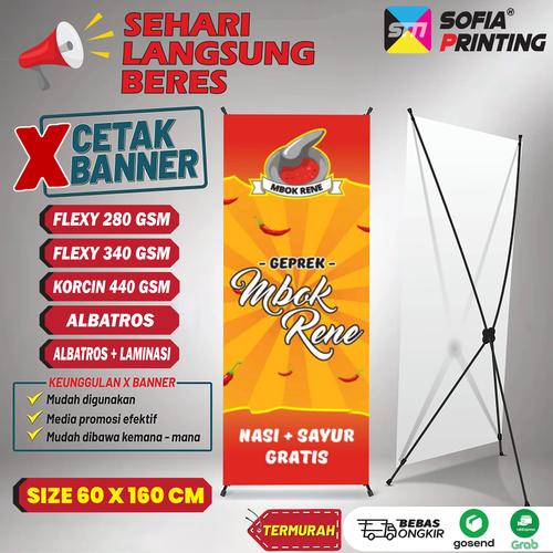 Jual Cetak / Print X Banner Murah + Tiang Rangka Ukuran 60 x 160 cm ...