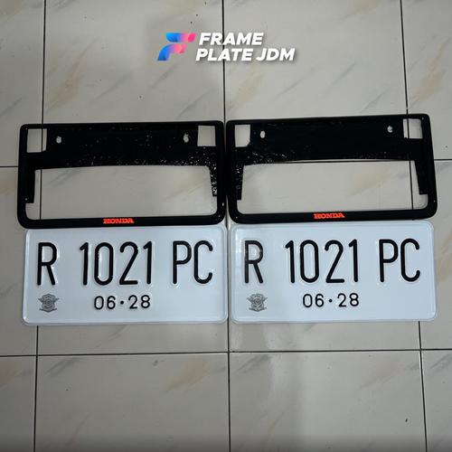 Jual (Satu Set) Frame Plate JDM | Frame JDM Copy Berliana Black + Plat ...