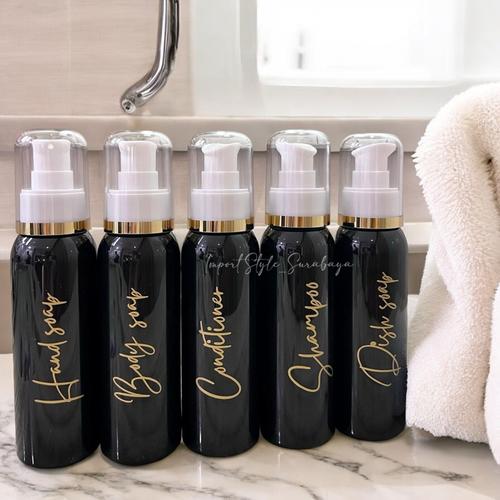 Jual travel size hitam GOLD NEW BISA CUSTOM STIKER . botol 100ml ...