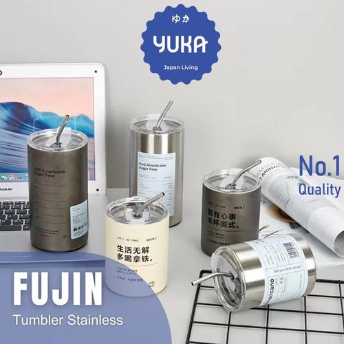 Jual neww 【YUKA】FUJIN Tumbler Cangkir Stainless Dengan Sedotan Minmalis ...