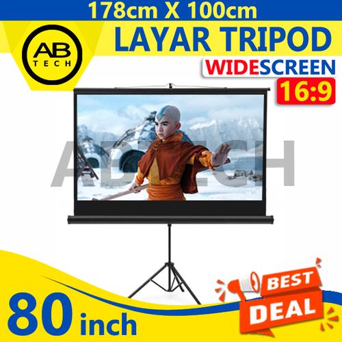 Jual Screen Projector Tripod 80" Ratio 16:9 Widescreen - Layar ...