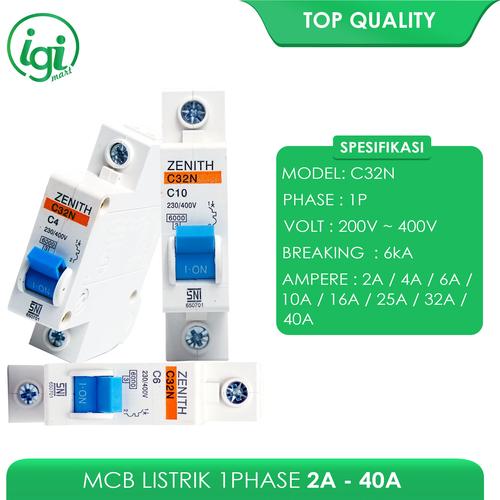 Promo MCB LISTRIK ZENITH 1P 16A / MINI CIRCUIT BREAKER 1P 1POLE - 16A - Kota Surabaya - Igi Mart ...
